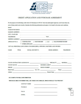 Credit Documents - ACI Mechanical Sales | Seattle, Portland, Spokane